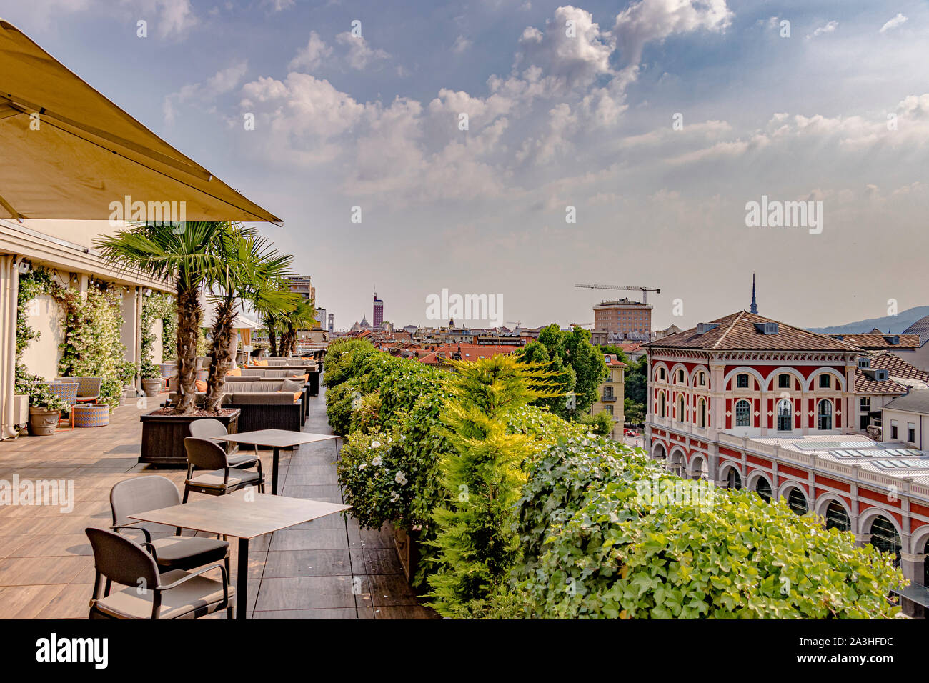 Porta Nuova Train station from the roof terrace of the Turin Palace ...