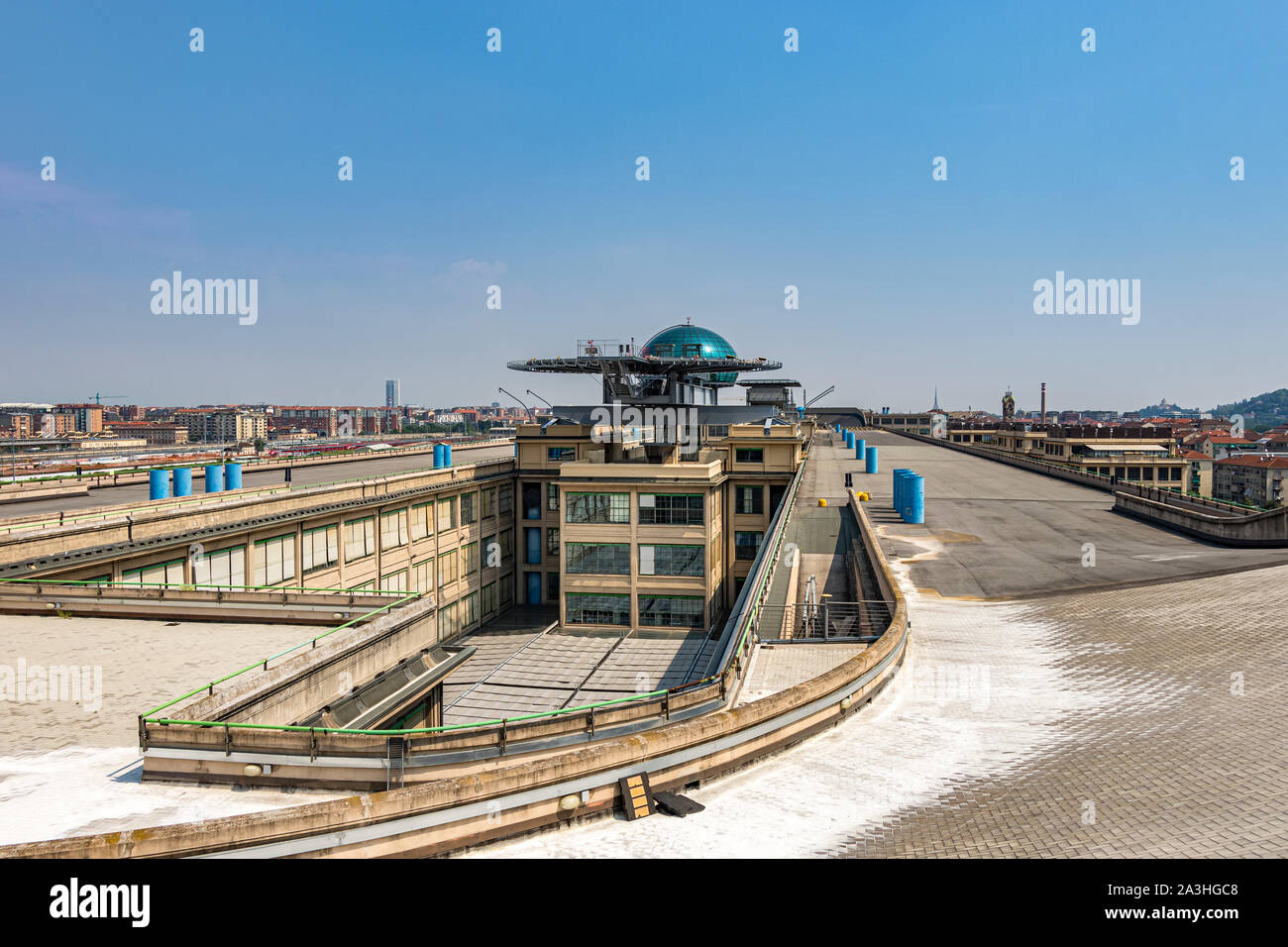 Glass control tower and helipad on the FIAT rooftop test track on top ...