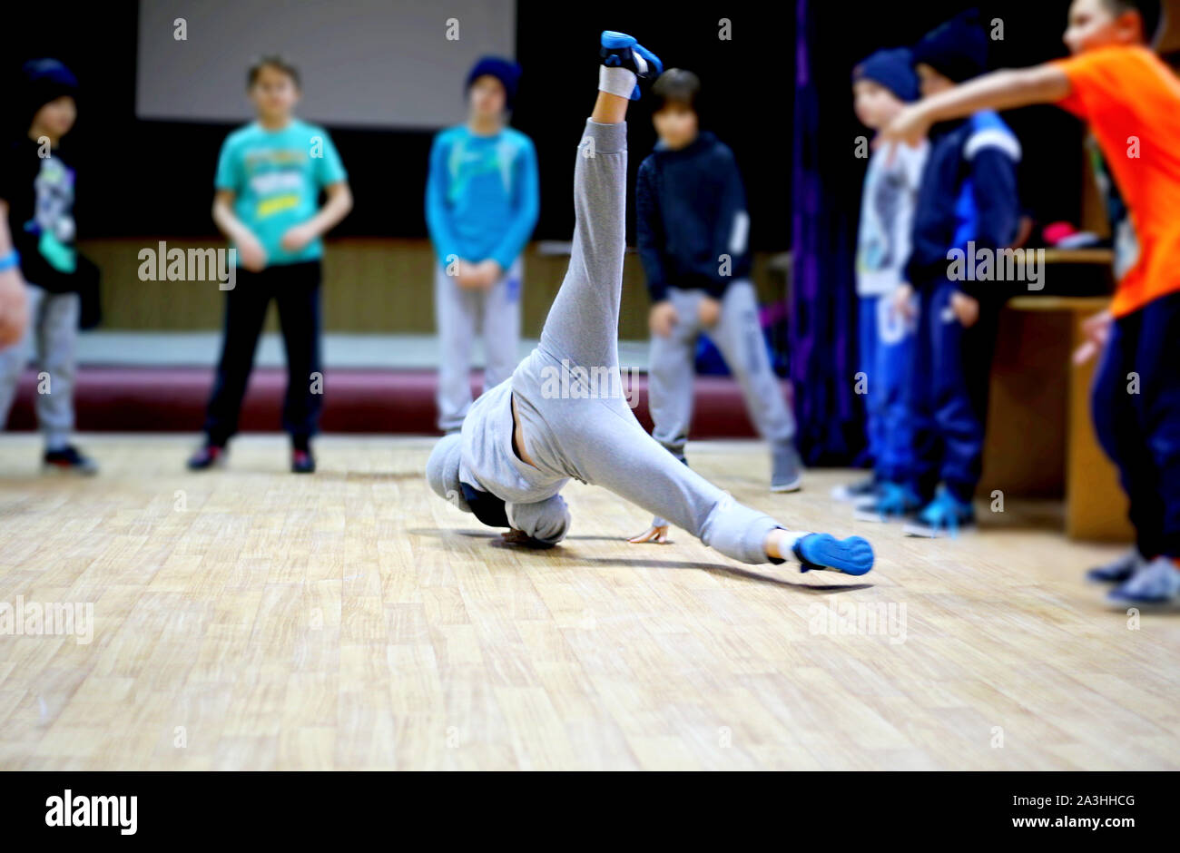 break dance, breakdance dancer in a unique figure, dancer in a pose ...