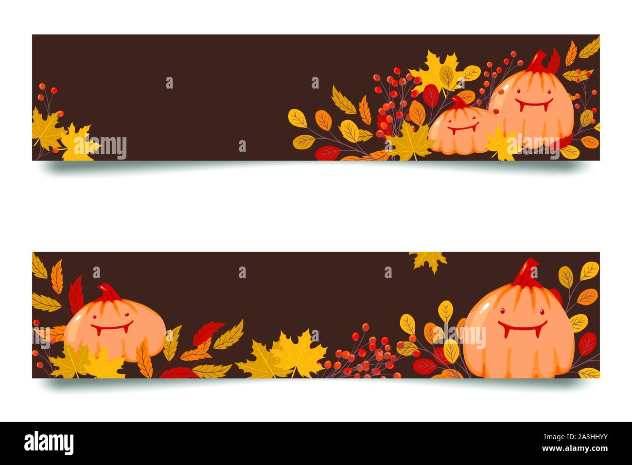 Dark halloween hand drawn vector backgrounds / banners with funny ...