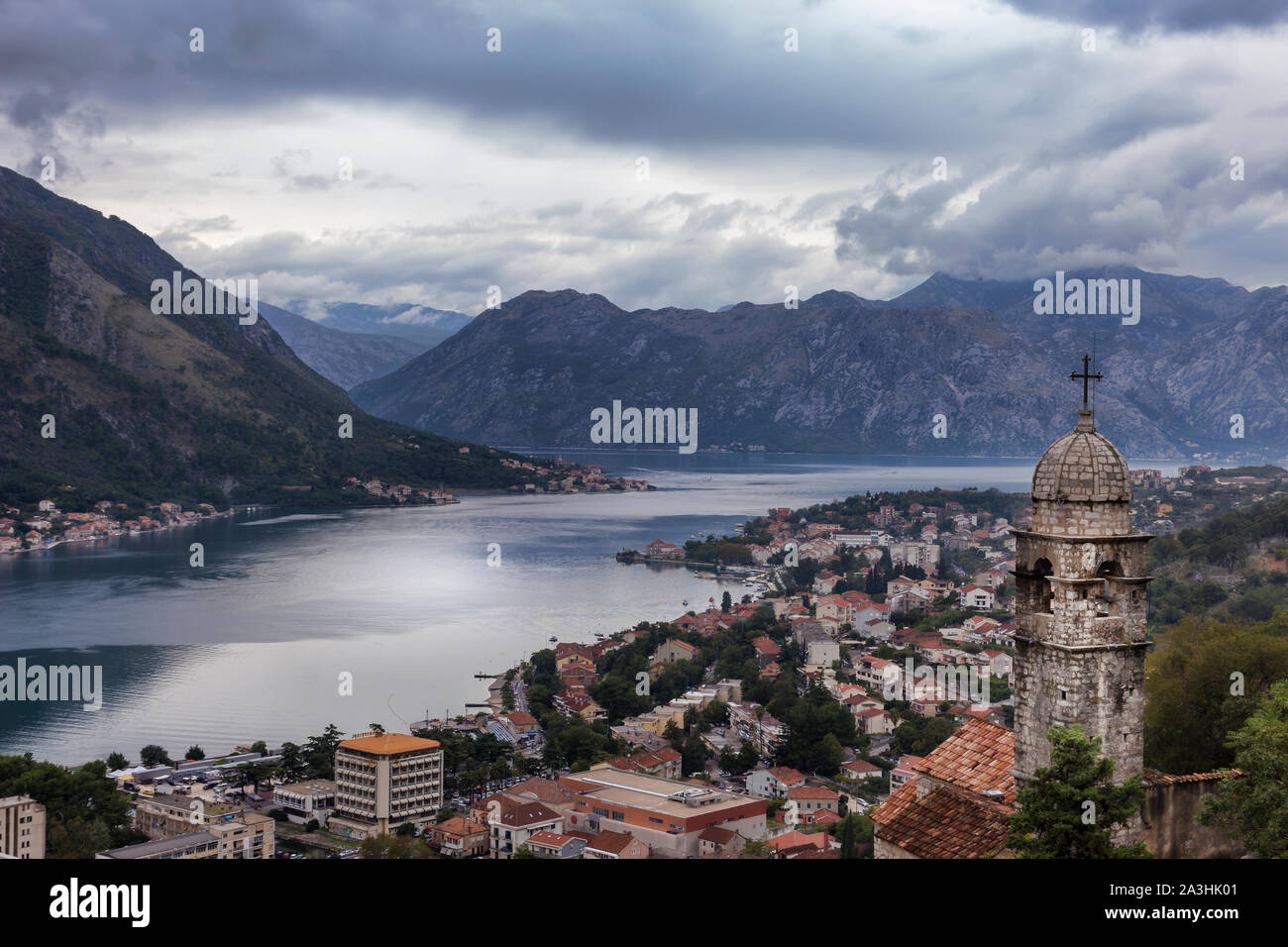 viewpoint of kotor and church Stock Photo - Alamy