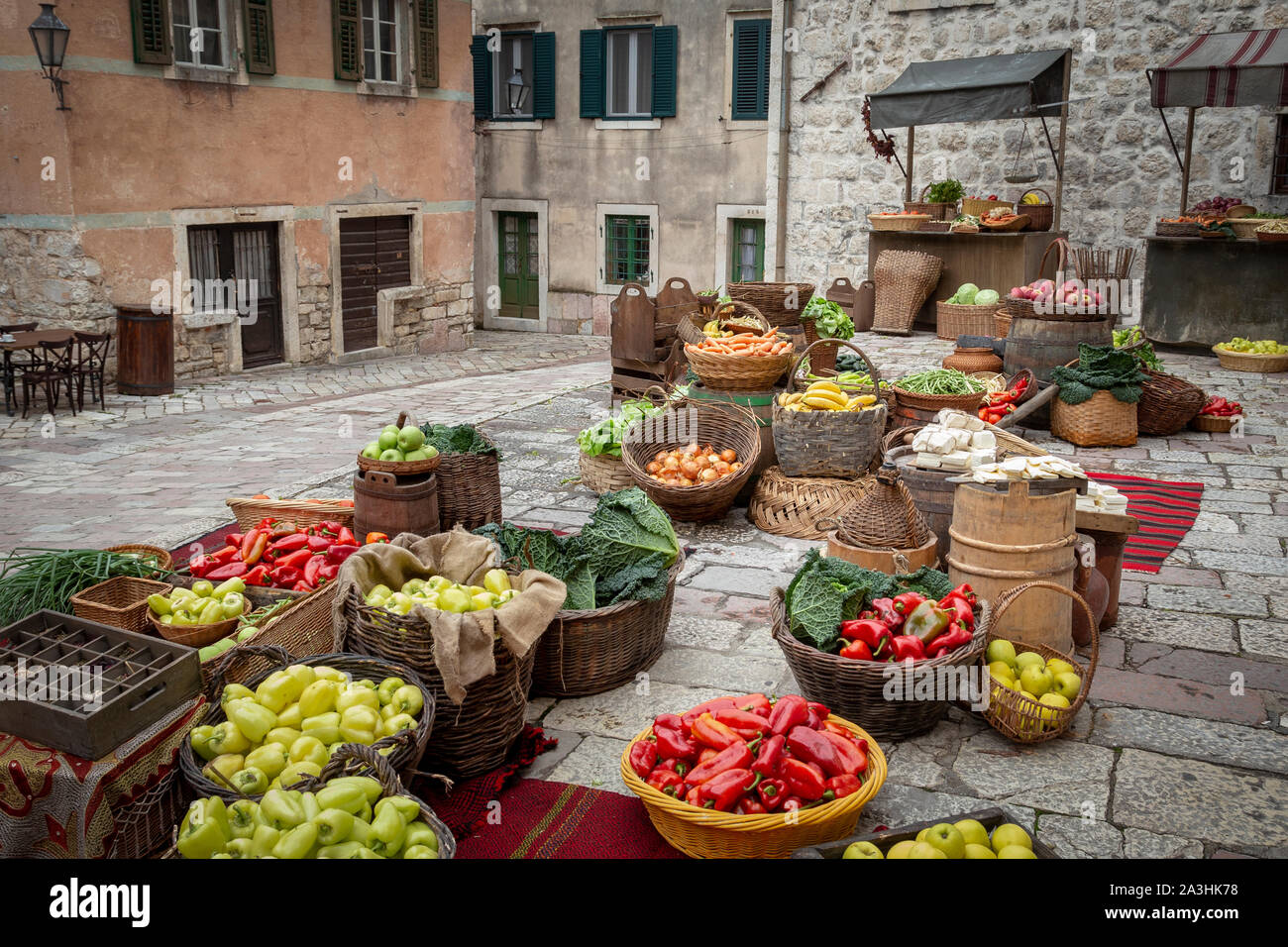 fresh produce market in kotor montenegro Stock Photo - Alamy
