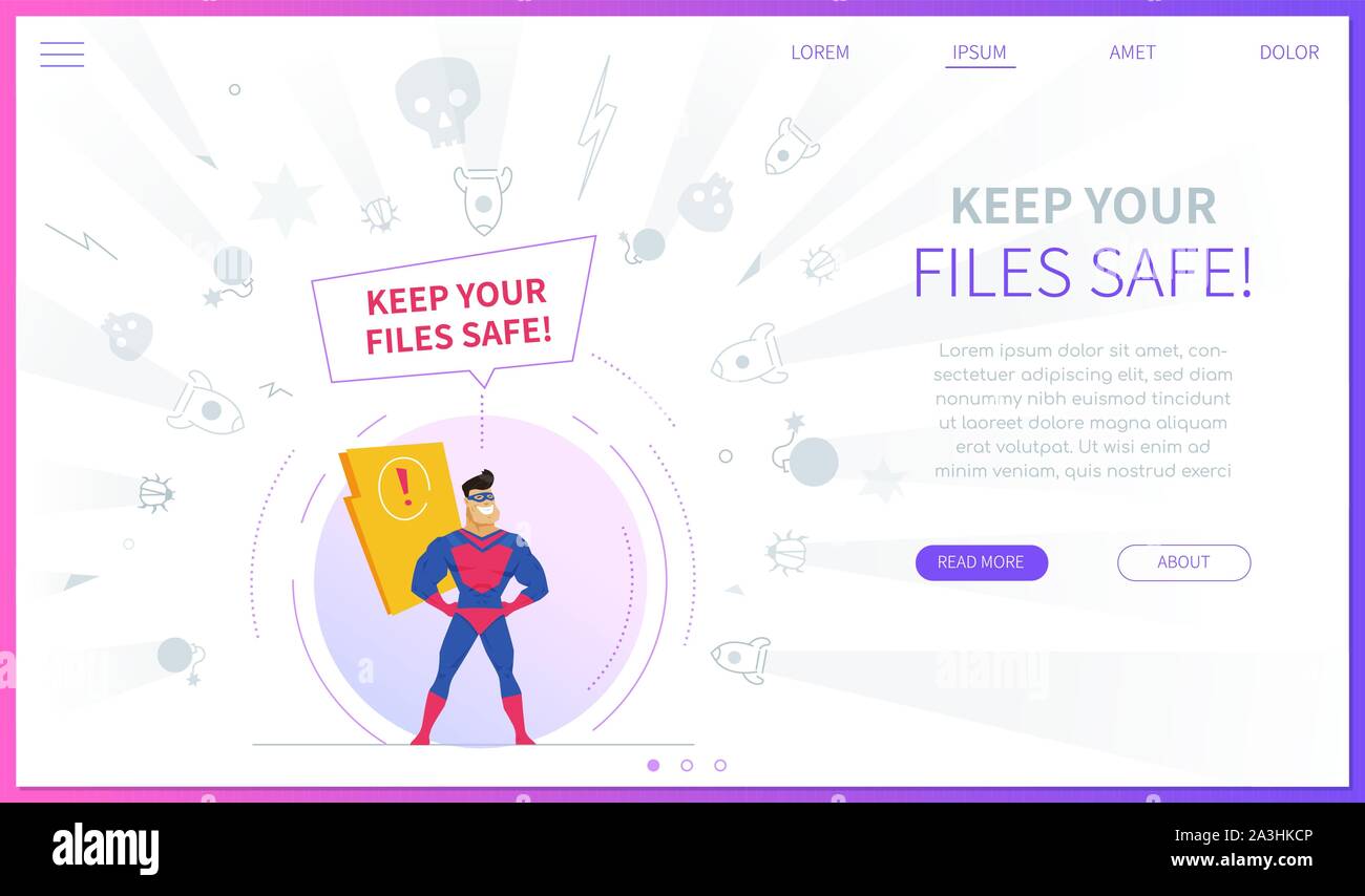 Keep your files safe landing page template Stock Vector Image & Art - Alamy