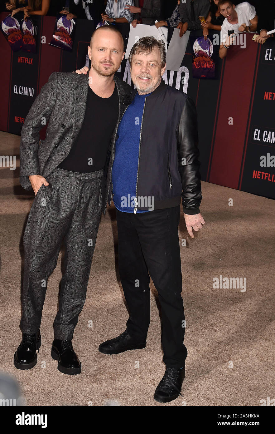 WESTWOOD, CA - OCTOBER 07: Aaron Paul and Mark Hamill attend the ...