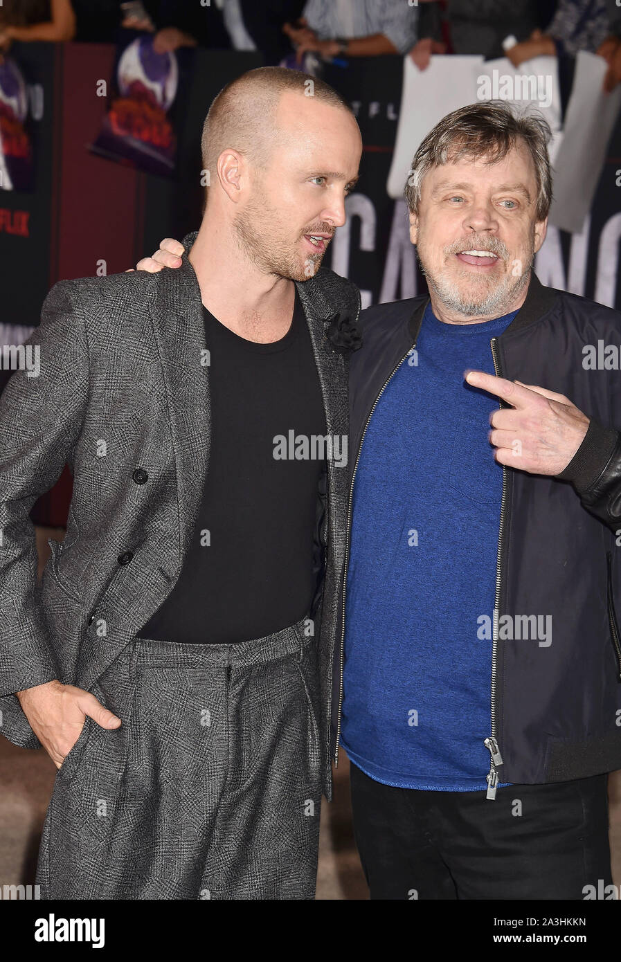WESTWOOD, CA - OCTOBER 07: Aaron Paul and Mark Hamill attend the ...