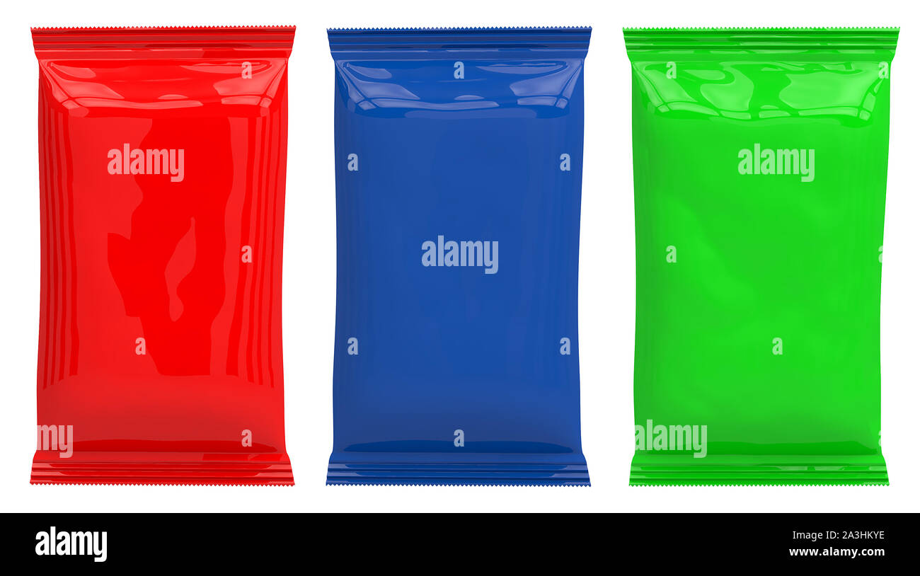 Multi-colored packaging on a white background Stock Photo - Alamy