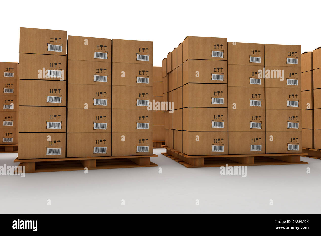 Warehouse Pallets with Drawers on a white background Stock Photo - Alamy