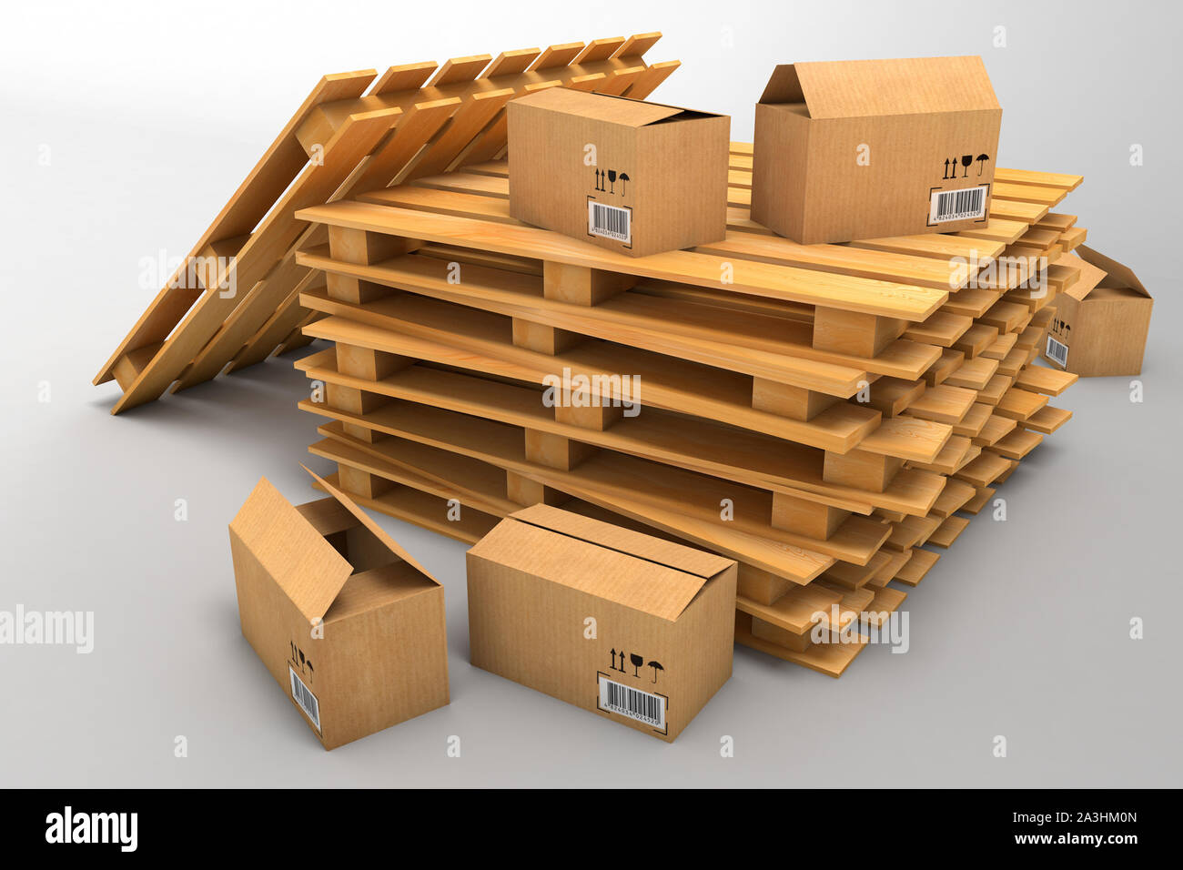 Warehouse Pallets with Drawers on a white background Stock Photo - Alamy