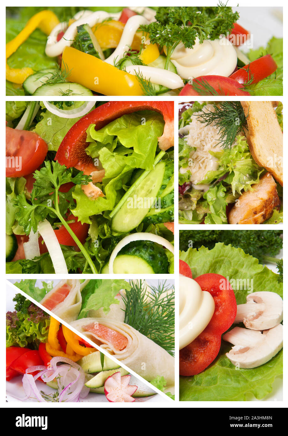 Collage of different green salads Stock Photo - Alamy