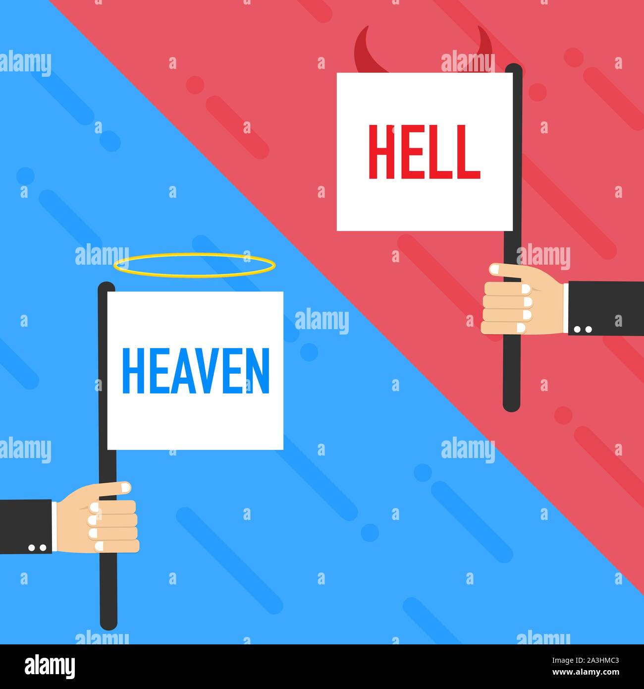 Hell or heaven. Angel and devil symbol. Good and bad on white ...