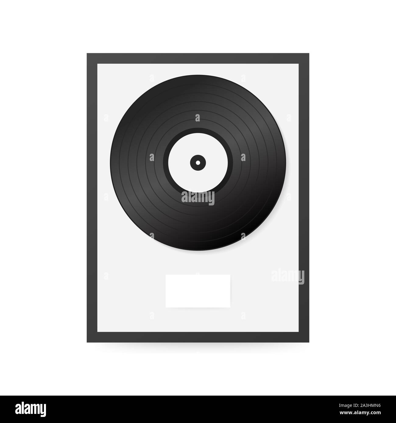 Realistic vinyl in frame on wall. Collection disc, template design ...