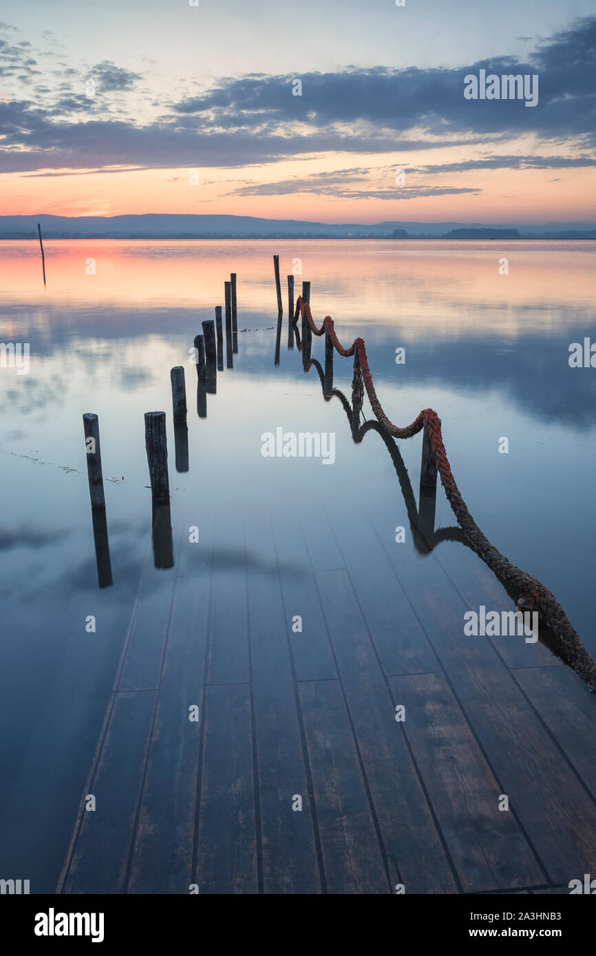 old sunken wooden port Stock Photo - Alamy
