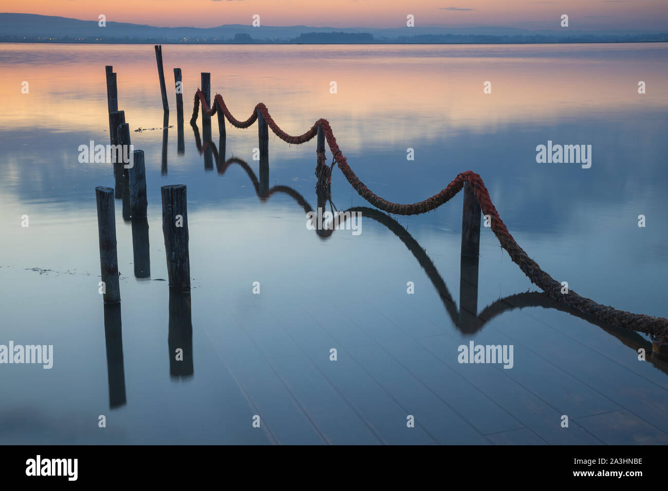 old sunken wooden port Stock Photo - Alamy