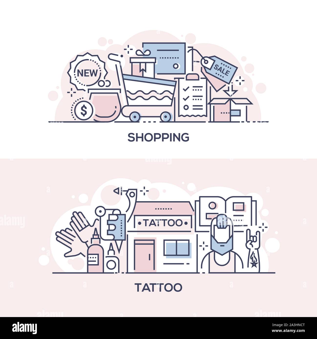 Shopping event and tattoo parlor banner template Stock Vector Image ...