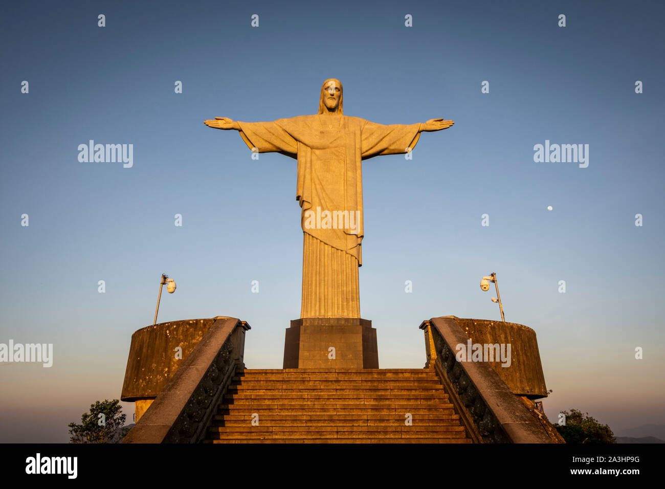 View to Christ the Redeemer Statue staircase during sunrise up on ...