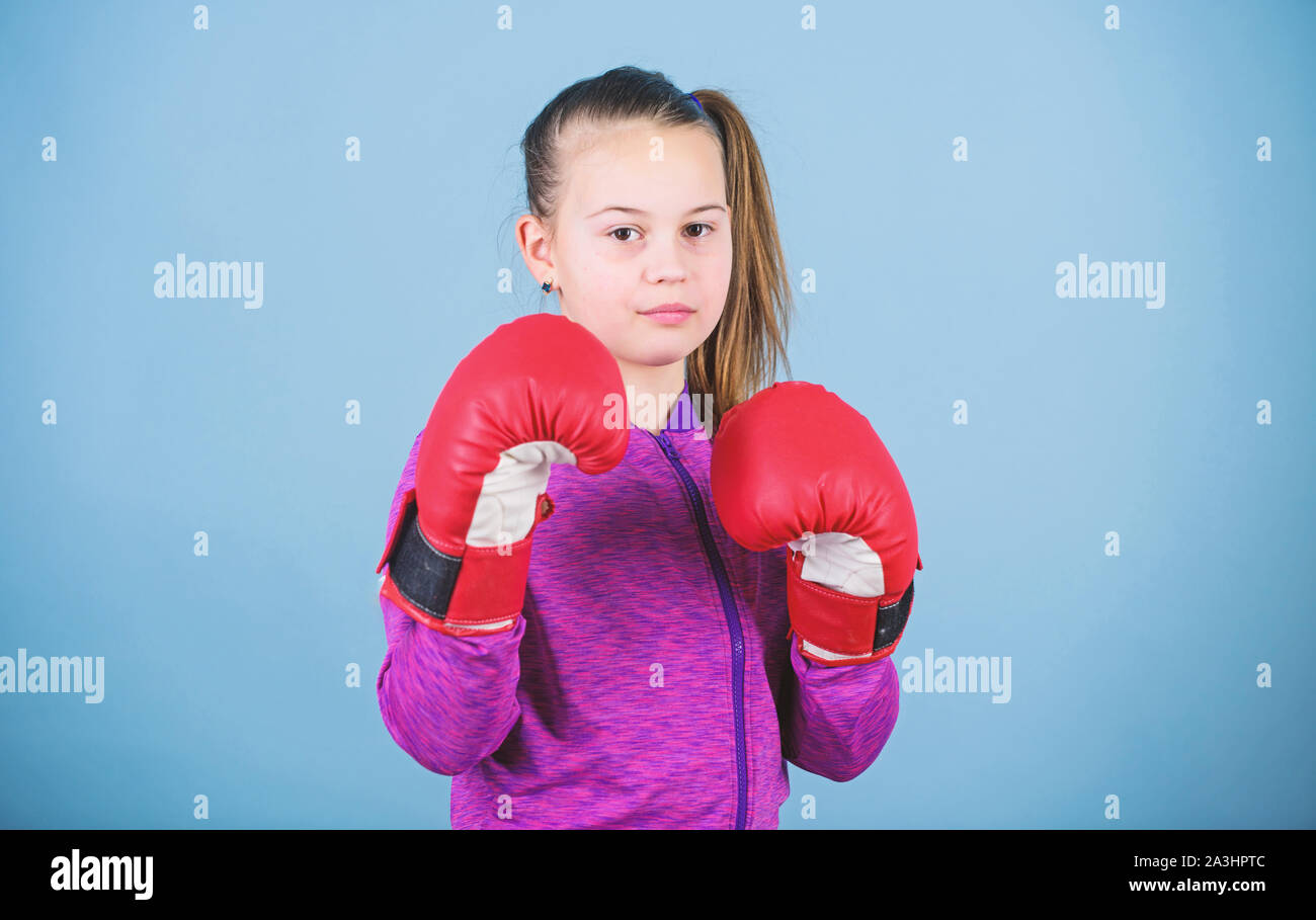 Girl cute boxer on blue background. With great power comes great ...