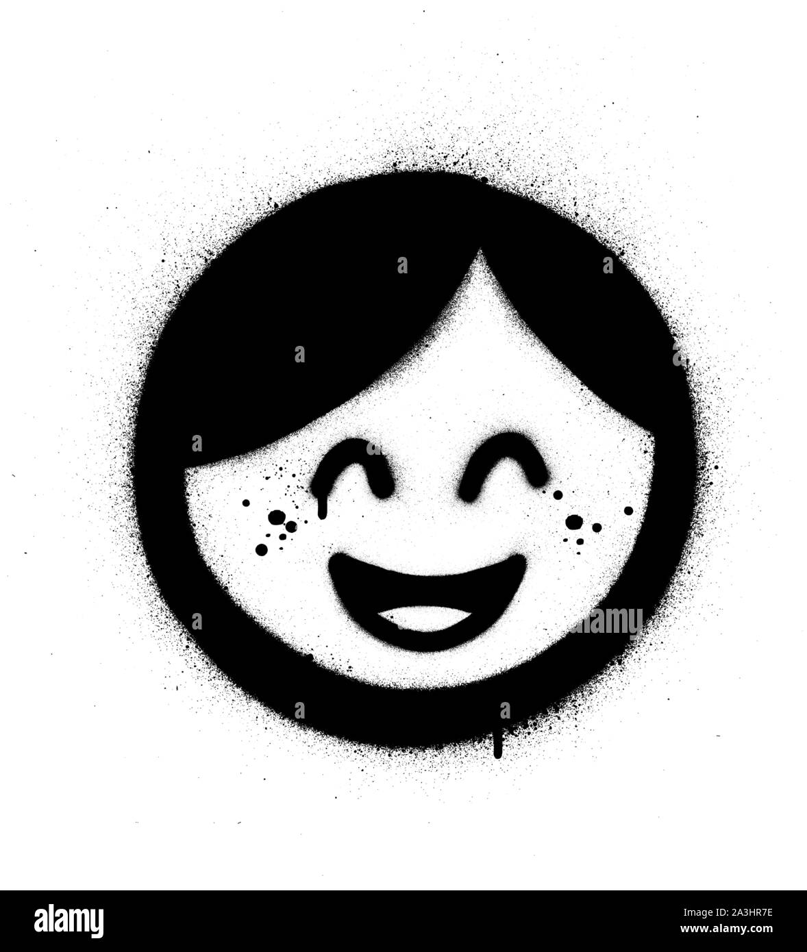 graffiti laughing female icon sprayed in black over white Stock Vector ...