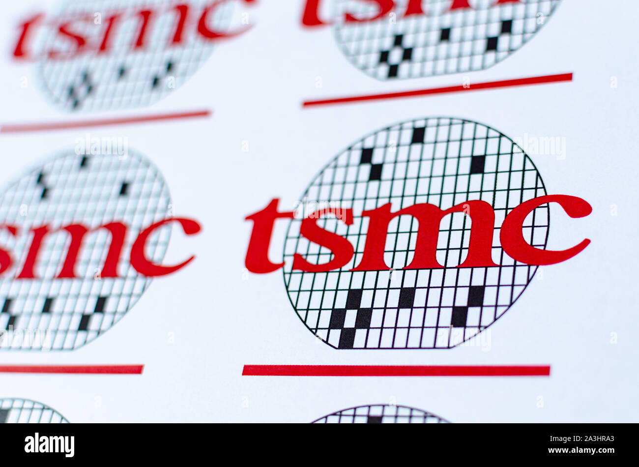 Photo of TSMC Taiwan Semiconductor Manufacturing Company logo on a ... Photo of TSMC Taiwan Semiconductor Manufacturing Company logo on a ...