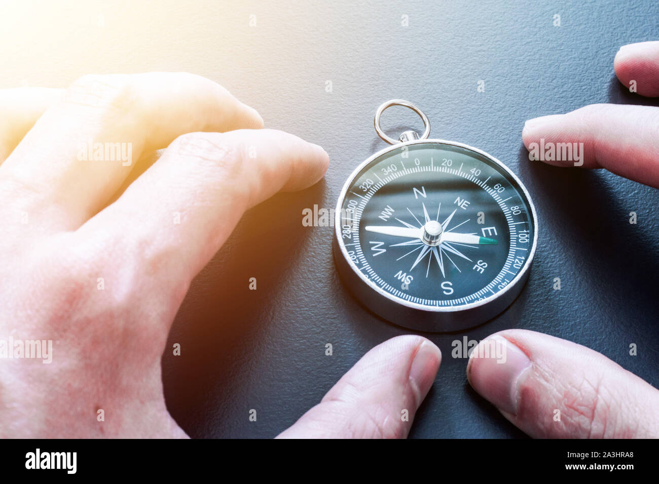 Close up of compass on an office desk, business & innovation Stock ...