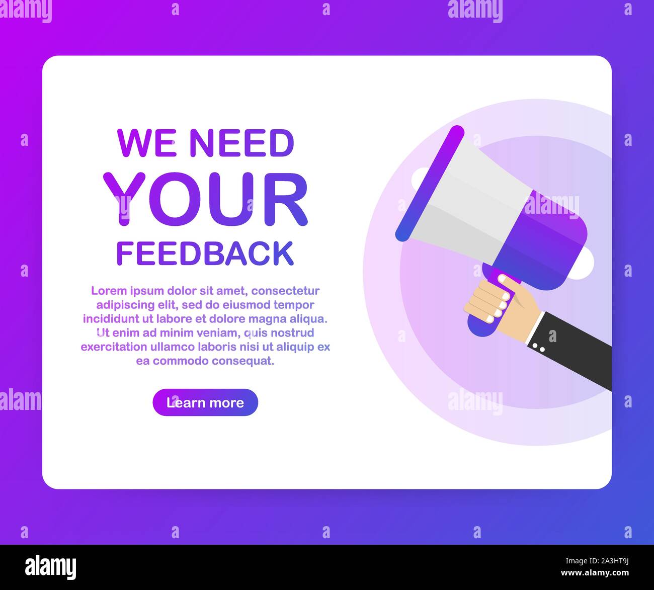 Megaphone With We Need Your Feedback. Vector stock illustration Stock ...