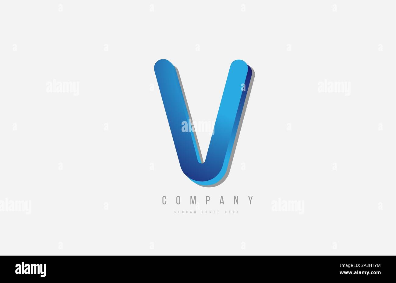 3d line blue v letter logo alphabet for icon design. For a logotype on ...