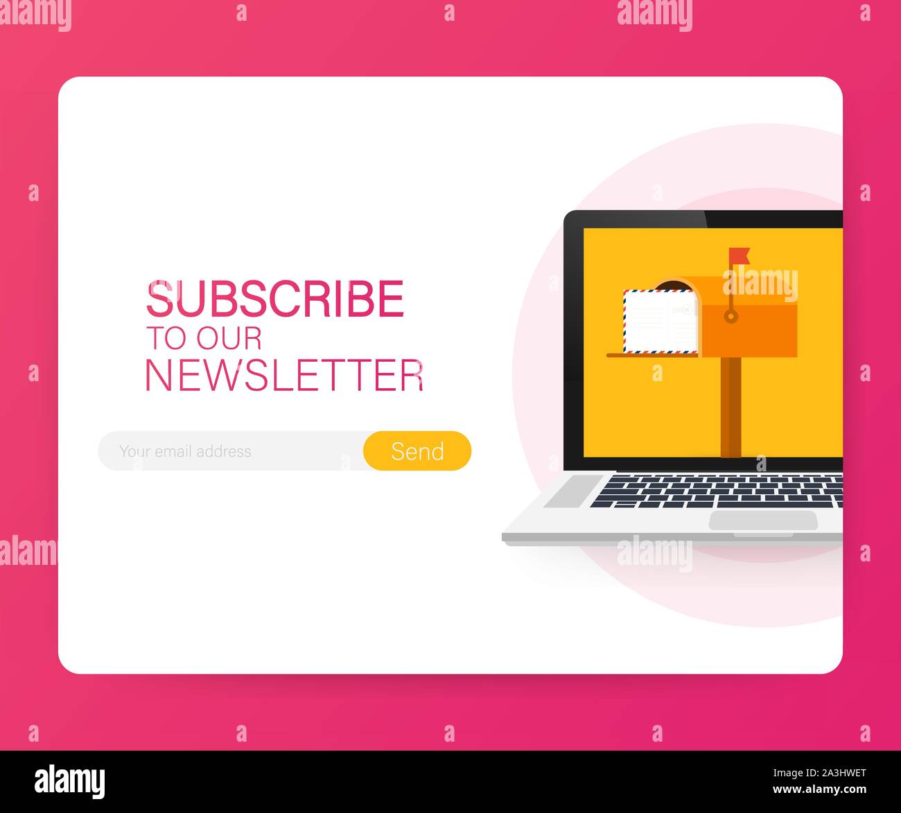 Email subscribe, online newsletter vector template with mailbox and submit button. Vector stock ...