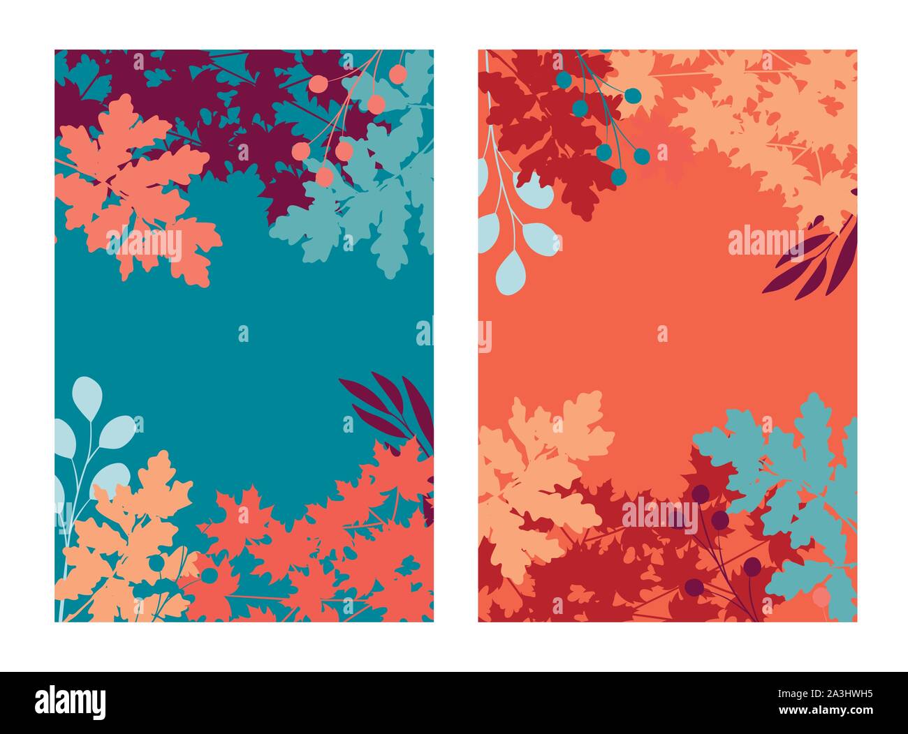 Autumn leaves with negative space Stock Vector Images - Alamy