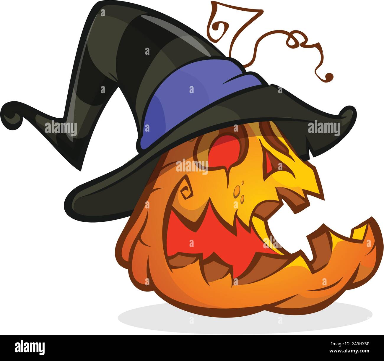 Jack-O-Lantern. Halloween pumpkin in witch hat. Vector illustration ...