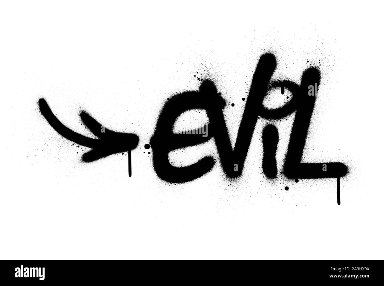 graffiti evil word sprayed in black over white Stock Vector Image & Art ...