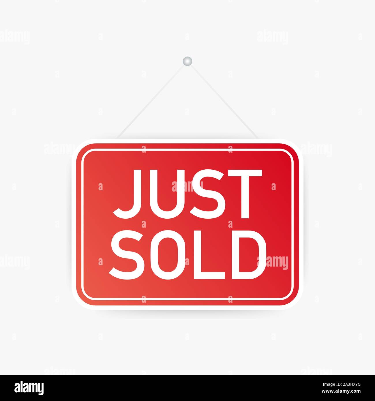 Just sold hanging sign on white background. Sign for door. Vector stock ...