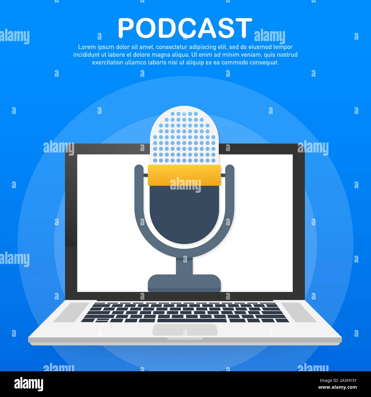 Podcast icon, vector symbol in flat isometric style isolated on color ...