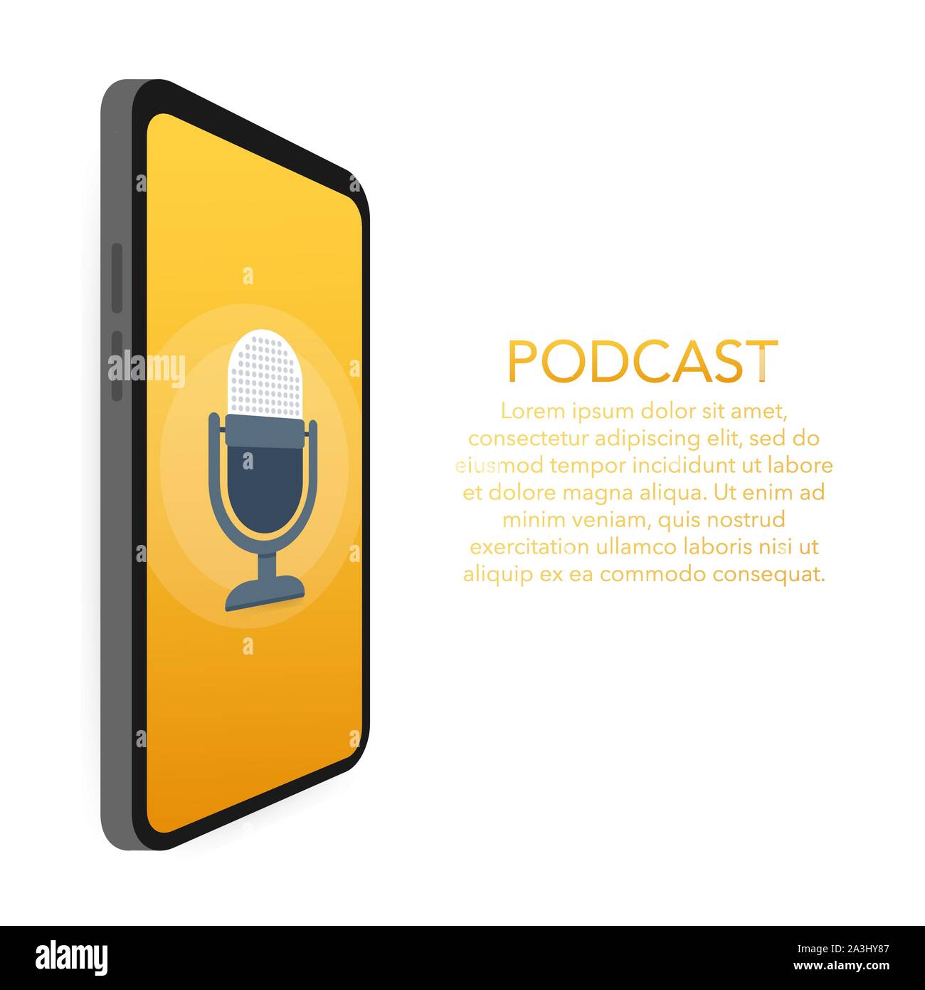 Podcast icon, vector symbol in flat isometric style isolated on color ...