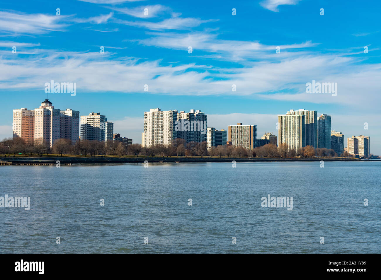 Edgewater Chicago Skyline seen from Lake Michigan Stock Photo - Alamy