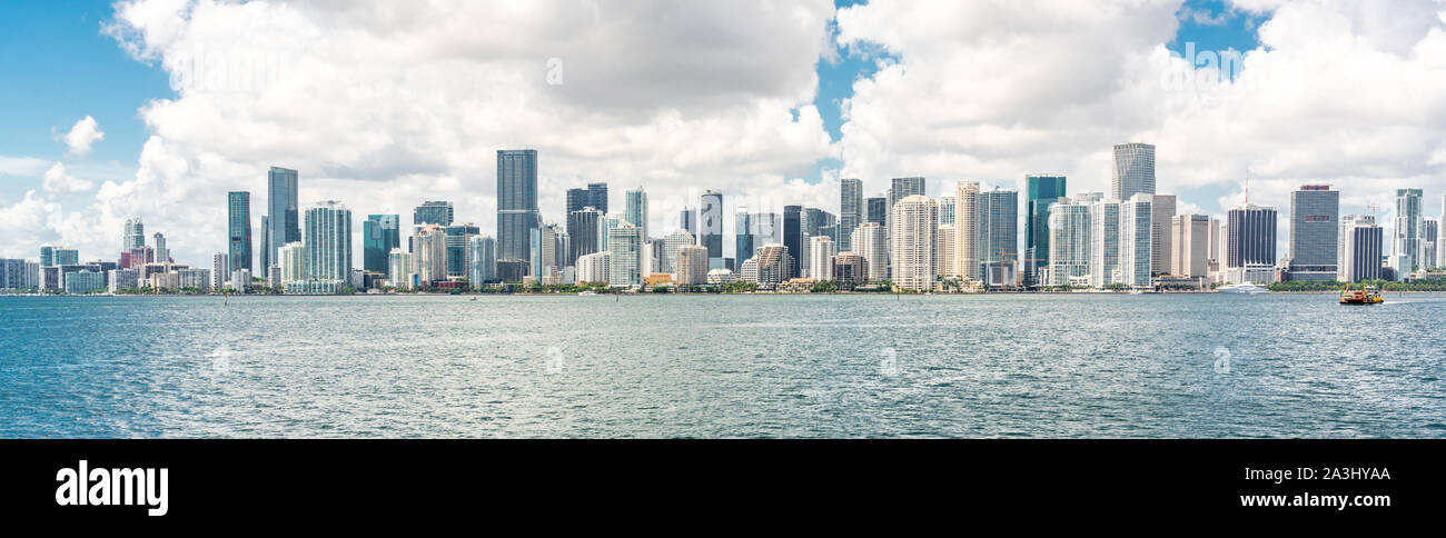 Miami Downtown skyline in daytime with Biscayne Bay Stock Photo - Alamy