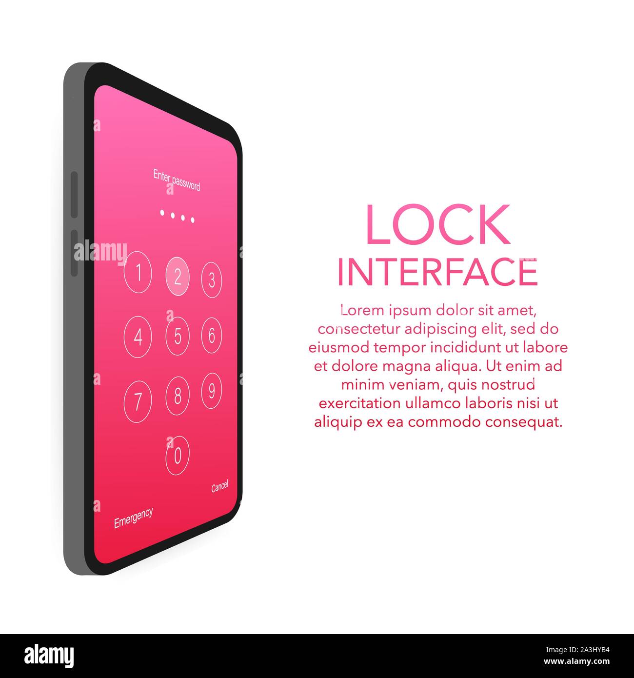 Screen lock authentication password smartphone background template. Illustration of phone ID ...