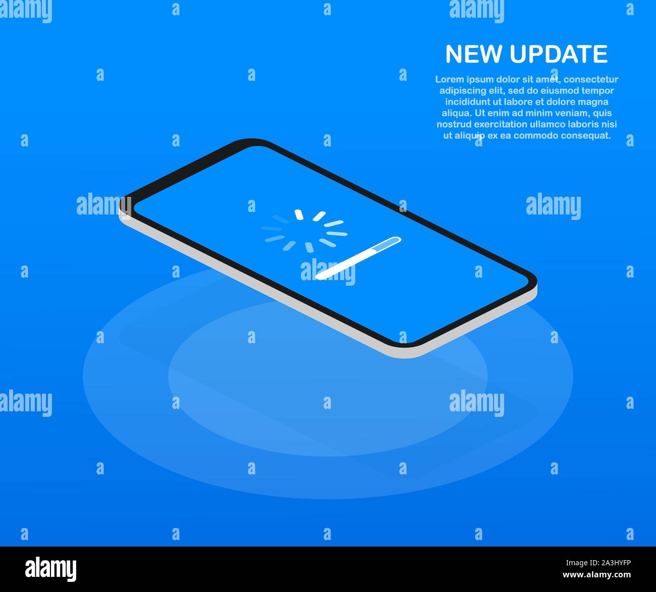 System software update, data update or synchronize with progress bar on the screen. Vector stock ...