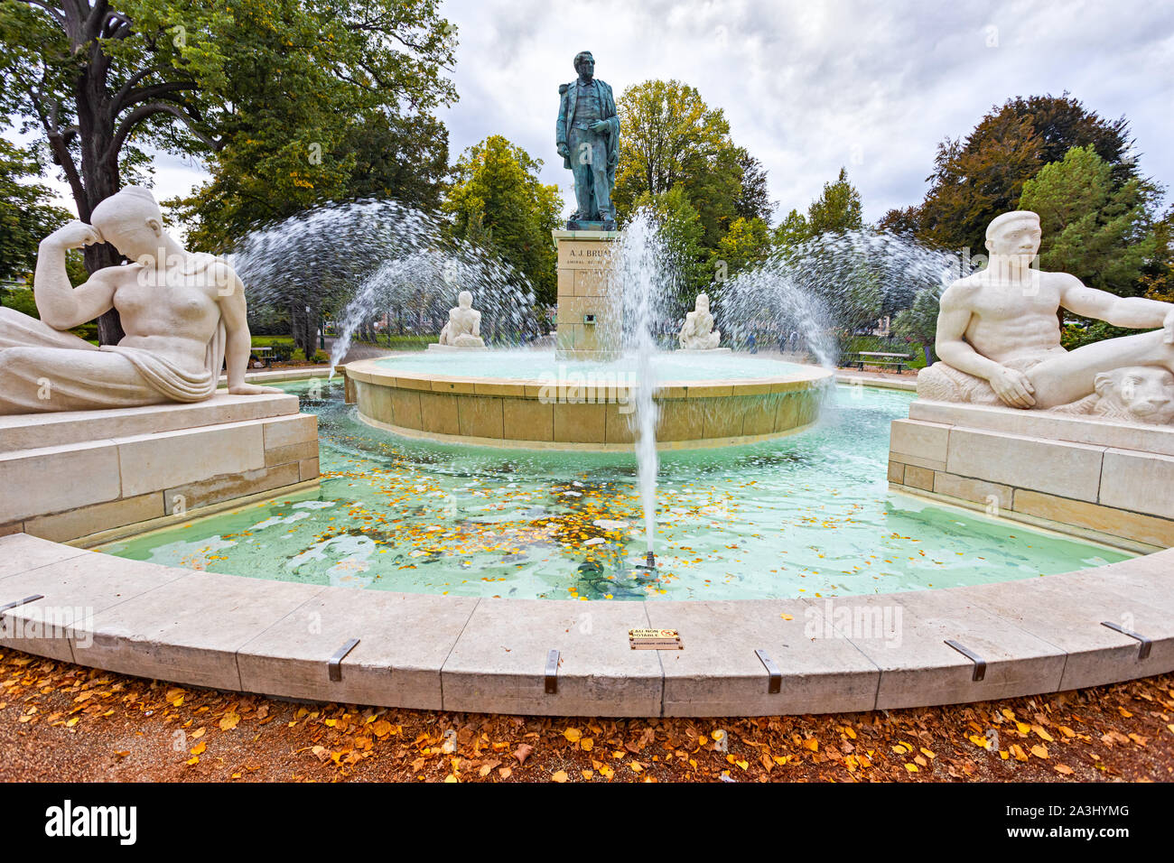 Beautiful fountain in Parc du Champ de Mars in the touristic city of ...