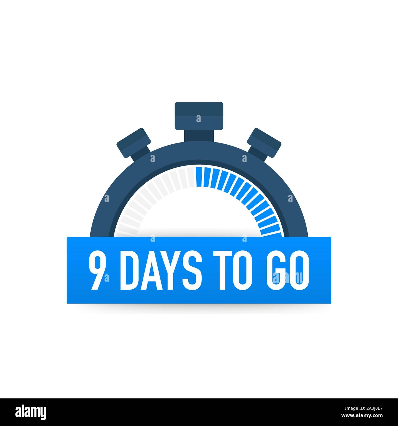 Nine days to go. Time icon. Vector stock illustration on white ...
