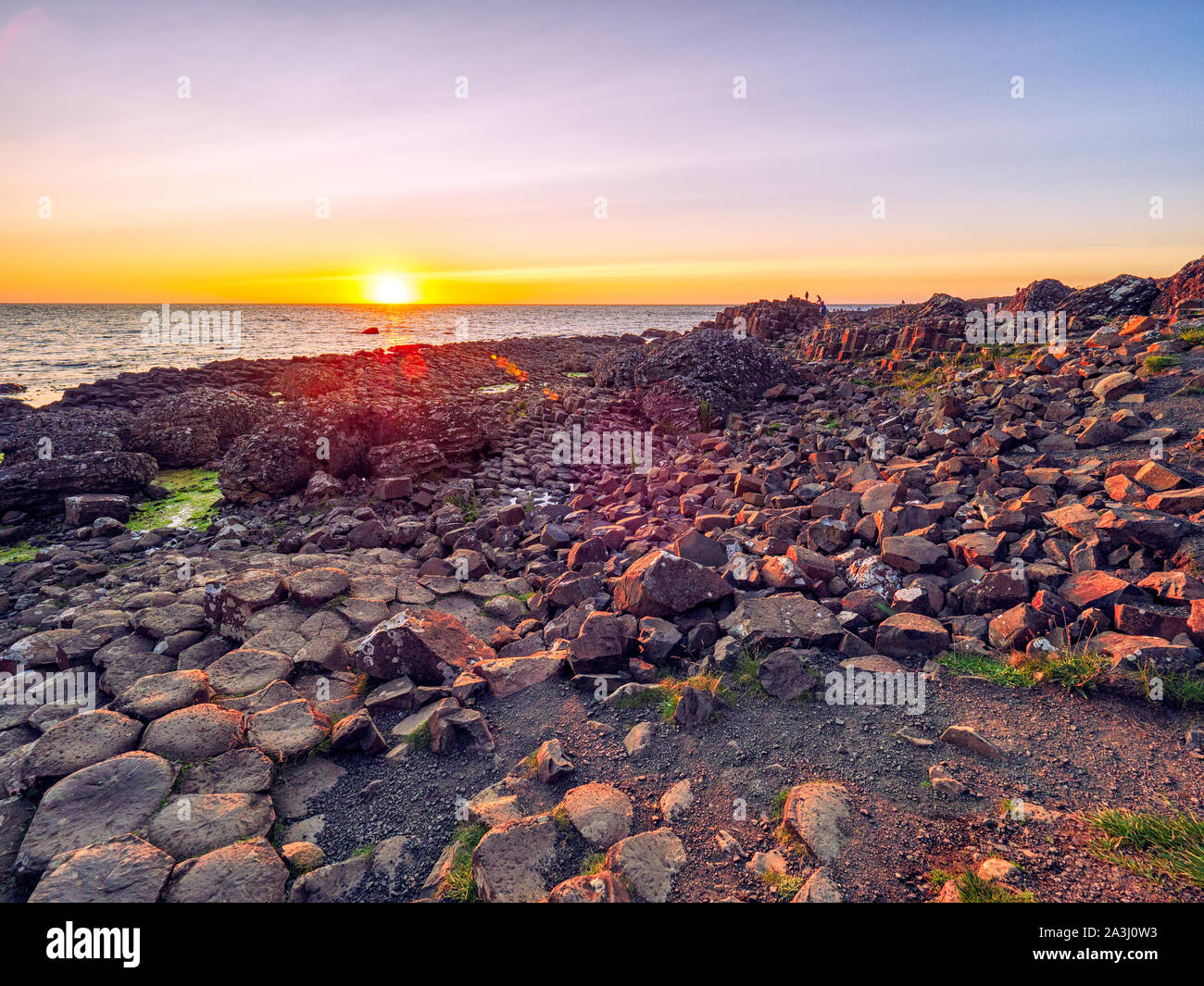 summer sunset giants causeway coastline,Northern Ireland Stock Photo ...