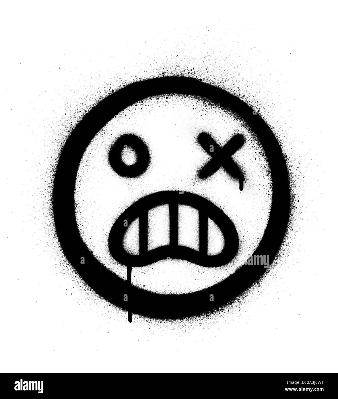 graffiti scared icon sprayed in black over white Stock Vector Image ...