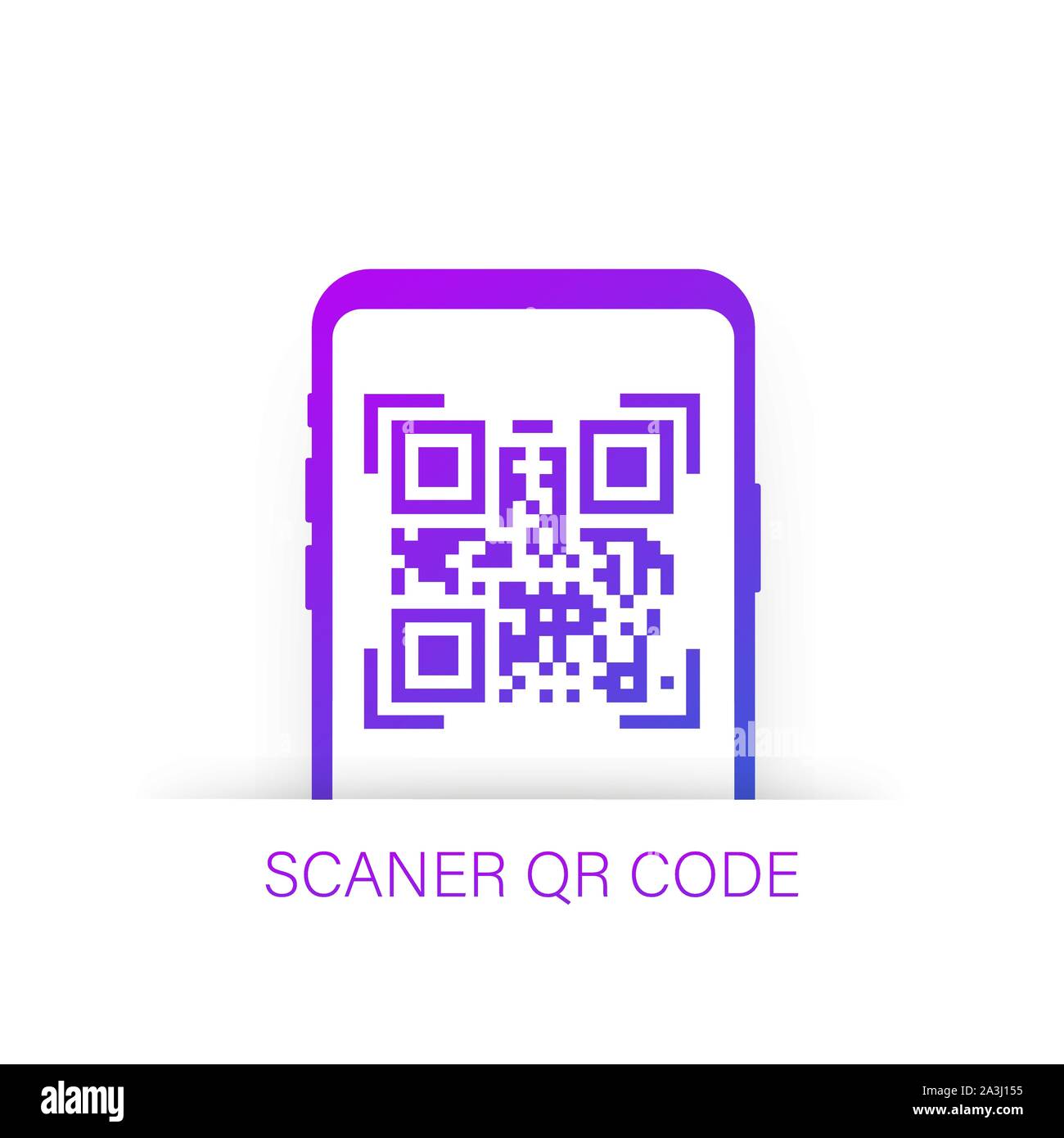 qr code scanning like linear black phone. concept of pixel art square ...