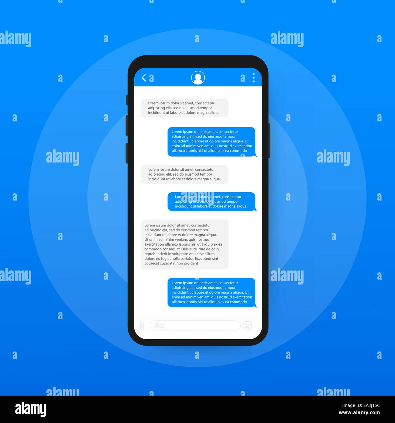 Chat Interface Application with Dialogue window. Clean Mobile UI Design Concept. Sms Messenger ...
