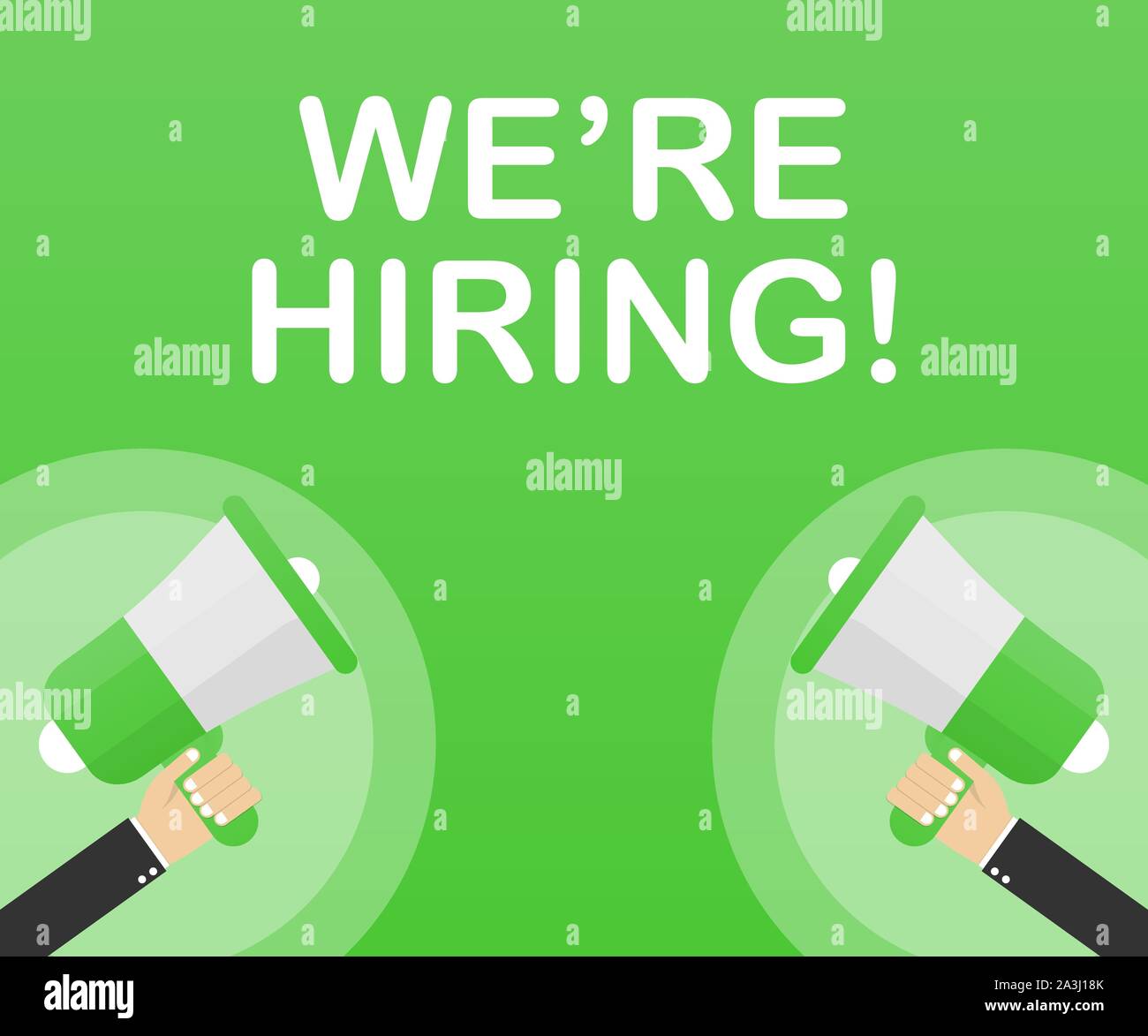 Megaphone Hand, business concept with text we're hiring! Vector stock ...