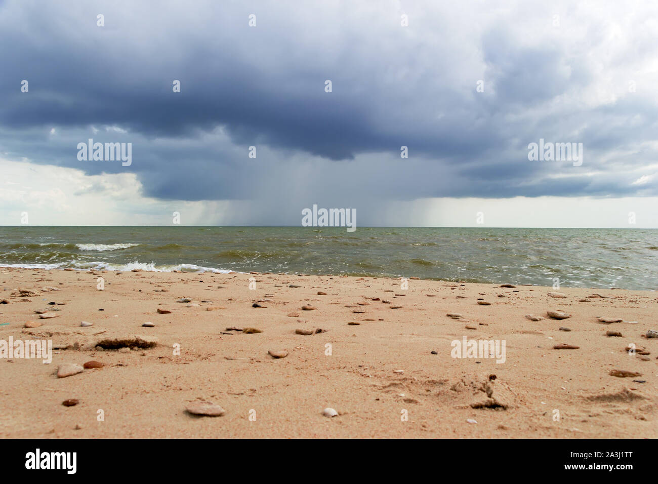 Weather front coming over sea, storm is approaching. One minute before ...