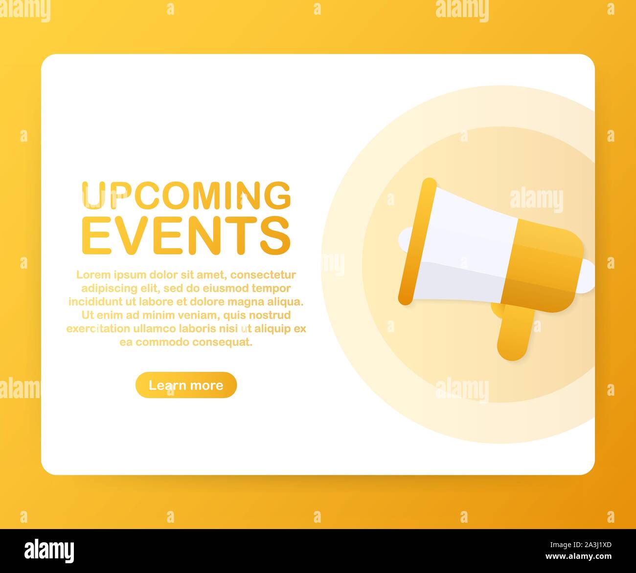 Megaphone Hand, business concept with text upcoming events. Vector stock illustration Stock ...