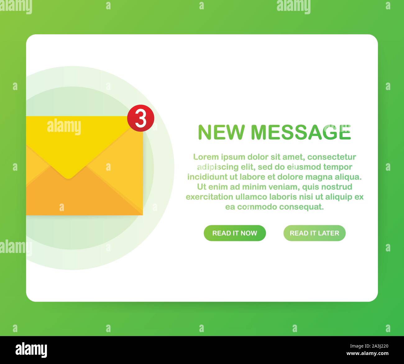 Email notification concept. New email. Vector stock illustration Stock ...