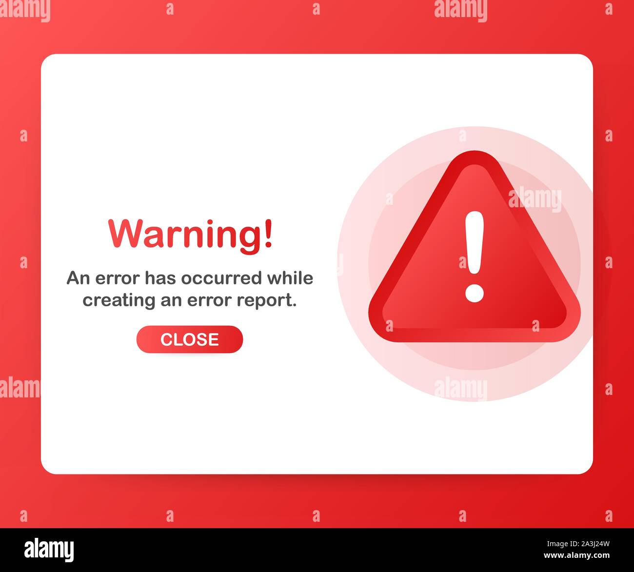 Modern warning pop up with flat design on red background. Vector stock ...
