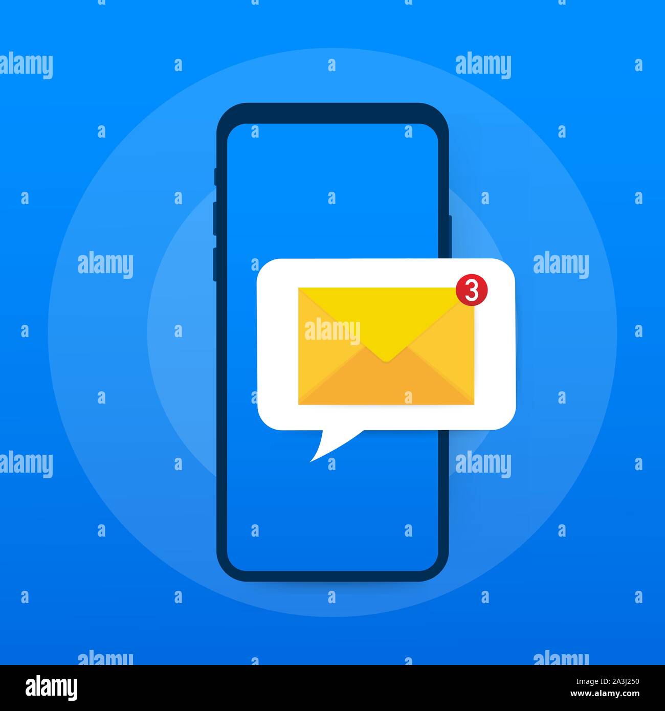 Email notification concept. New email on the smart phone screen. Vector ...