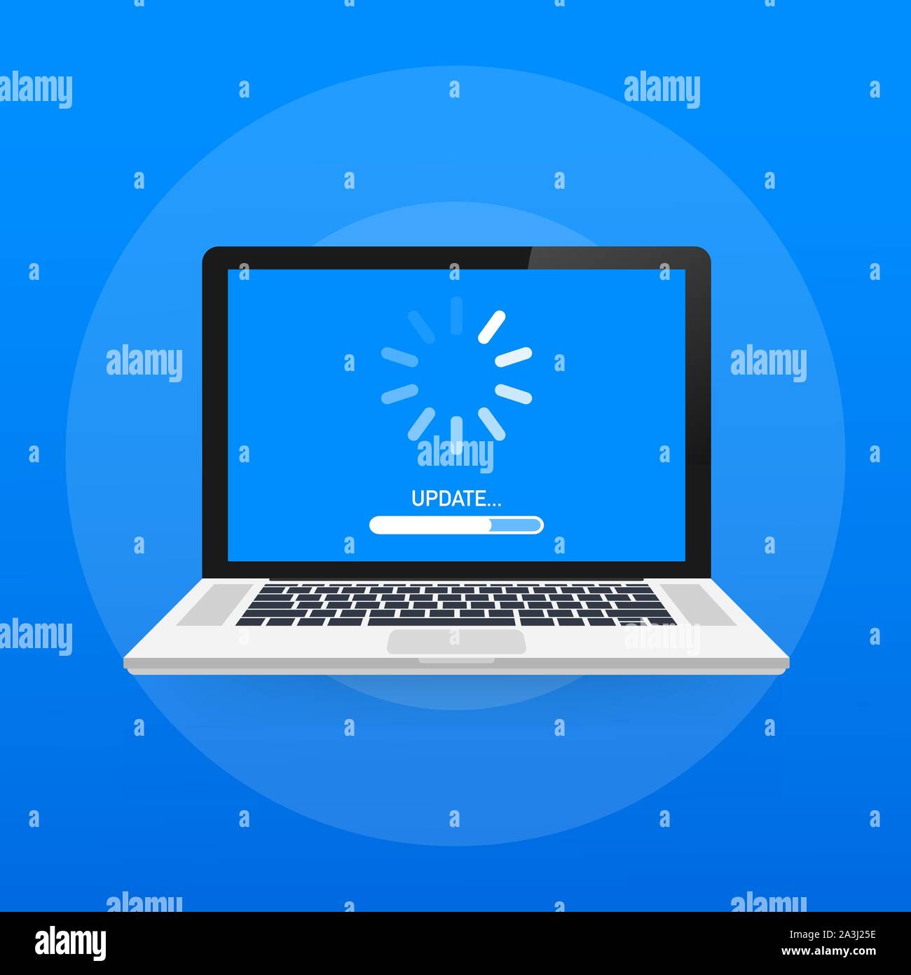 System software update, data update or synchronize with progress bar on ...