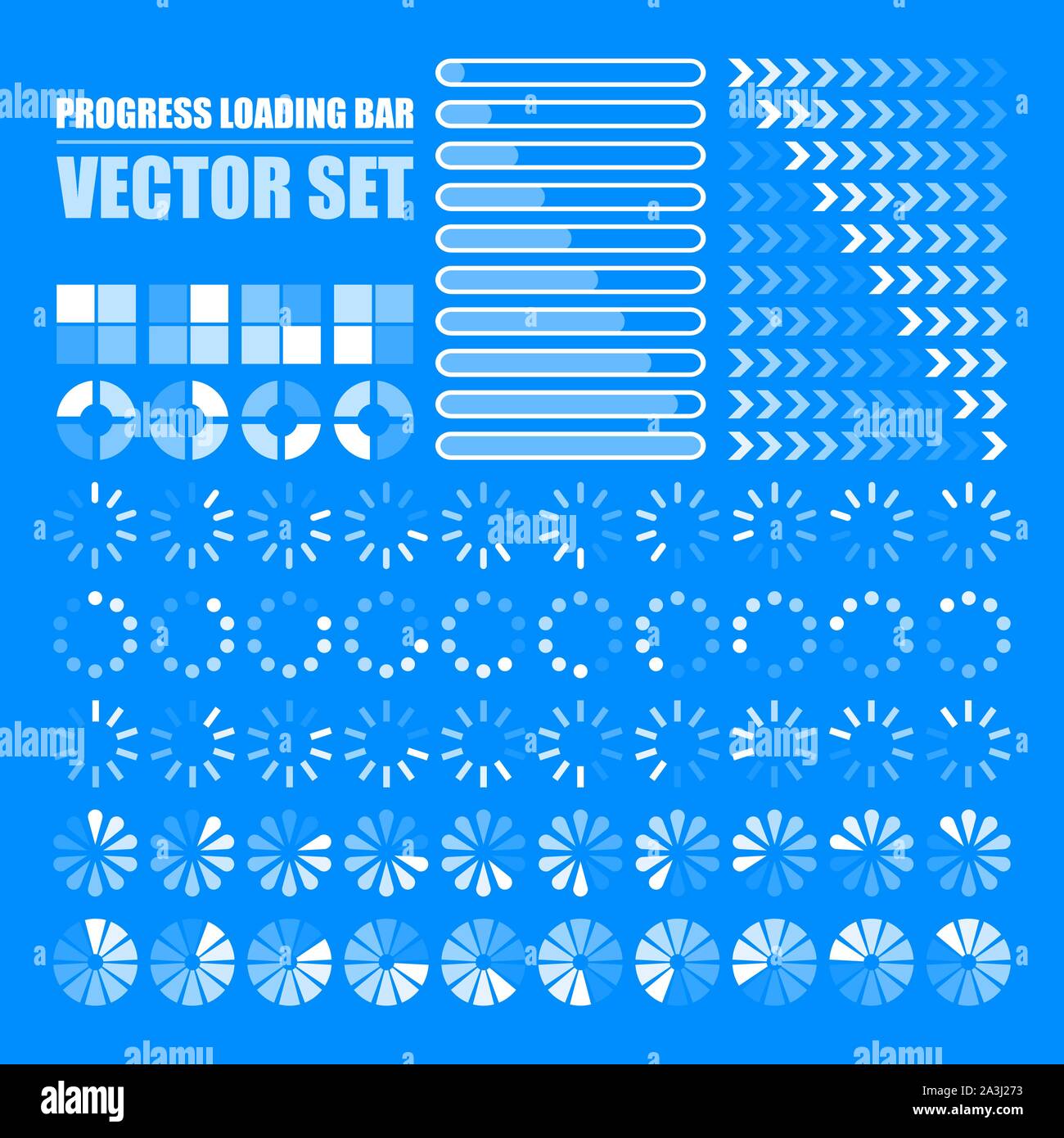 Progress loading bar. Set of indicators. Download progress, web design ...